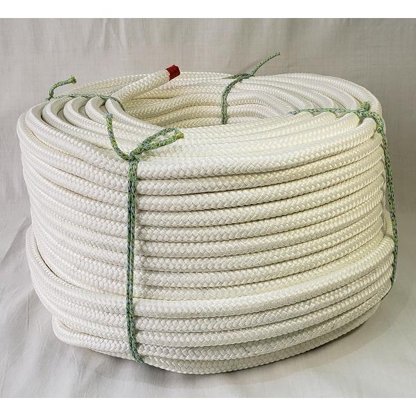 ・安心！！高品質！・中にロープを入れ、外側をさらに2重に織り込むことで丈夫さと軟らかさを兼ね備えたポリエステル16打太さ12mmロープ200m巻きです。・アウトドア、マリンレジャーにも大活躍！たっぷり使える200m巻き！・カラー：白☆キャン...