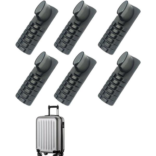 【豊富な数量 × 省スペース設計】スーツケース・キャリーケース専用フックを 6 個セットで提供（全色ブラック）、サイズ 4.3×1.1×2cm の超薄型設計で、設置後も製品の違和感を与えず、収納時に場所を取りません。特殊配合の粘着剤を採用し...