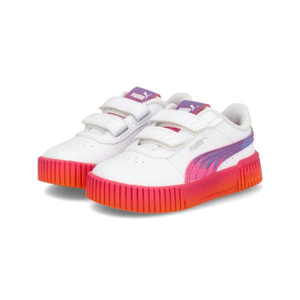 トロールズファンのためのPUMA×トロールズコレクション。アニメのポップな世界観を表現した大胆な色使いと、遊び心あふれる音楽からインスパイアされたグラフィックが可愛らしい1足。踵にあしらったキラキラ輝くラメが周囲の視線を集めます♪2本ベルト...