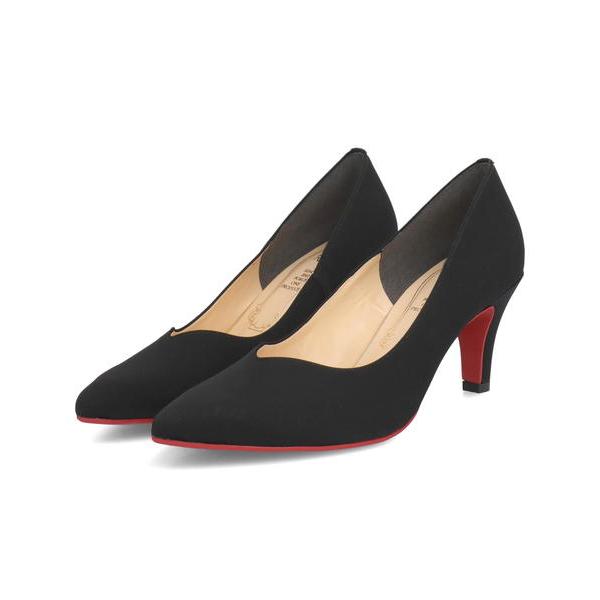 フロントのVカットデザインが、足元をエレガントに引き立てるベーシックパンプス。ポインテッドトゥのシャープなフォルムが、足元をキレイに見せ、女性らしい繊細でスッキリとした足元を演出。すらりと伸びた華奢なヒールが、抜群のスタイルアップと美しいレ...