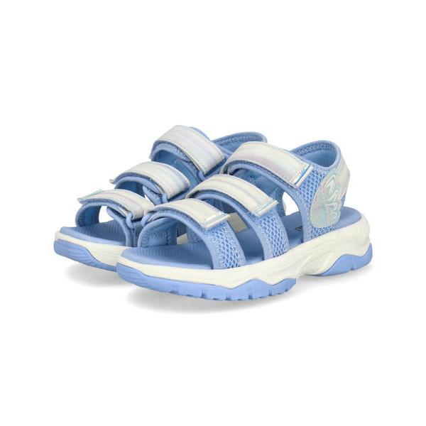 通気性のよいメッシュに、女の子の大好きなキラキラ素材やオーロラパーツをあしらった、可愛らしいキッズサンダル☆3本の折り返しストラップを採用することで、足に合わせてぴったりフィットし、足元をしっかりと支えるデザイン。ベルト先端にキラキラのつま...