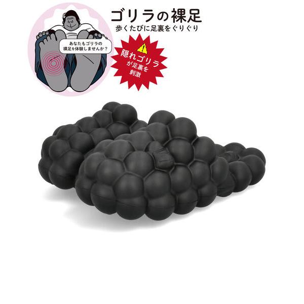 チョー時短、チョーお手軽。「ゴリラのひとつかみ」で人気の「ゴリラシリーズ」から、インパクト抜群なつま先まで覆うクロッグサンダルが登場！インソール部に配置した「隠れゴリラ(立体的なゴリラの顔)」が足裏を刺激。まるでゴリラの足の裏のようにモコモ...