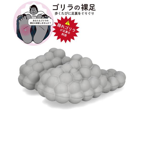 チョー時短、チョーお手軽。「ゴリラのひとつかみ」で人気の「ゴリラシリーズ」から、インパクト抜群なつま先まで覆うクロッグサンダルが登場！インソール部に配置した「隠れゴリラ(立体的なゴリラの顔)」が足裏を刺激。まるでゴリラの足の裏のようにモコモ...