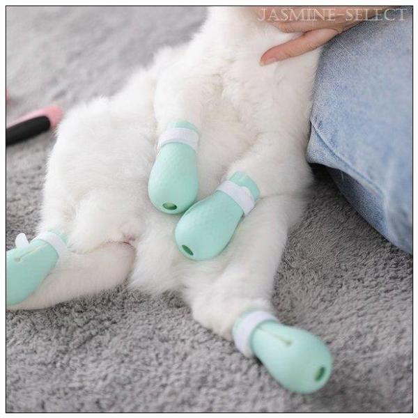 爪カバー 4個セット 猫用 手袋 ブーツ型 ペット用品 猫用品 ペットグッズ ひっかき対策 調節可能 グルーミング お風呂 ケア