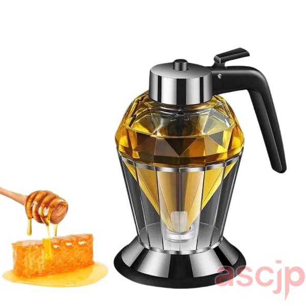 【素材】 食品グレードの鉛フリーガラス + PP + 304 ステンレススチール + シリコン。容量：200ml / 6.76oz 。梱包数量：1 x 蜂蜜ディスペン。【ダイヤモンド形状】美しいダイヤモンド形状のデザインのシロップガラスディ...