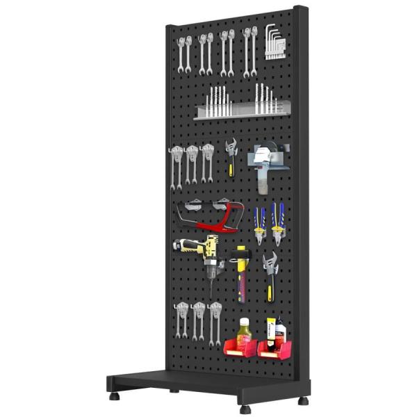 ツールカート 工具カート ブラック 幅66CM×奥行41CM×高さ146CM 大型 業務用 耐荷重150KG DIY 工具収納ボード 工具収納 工具ラック パンチングボードカート