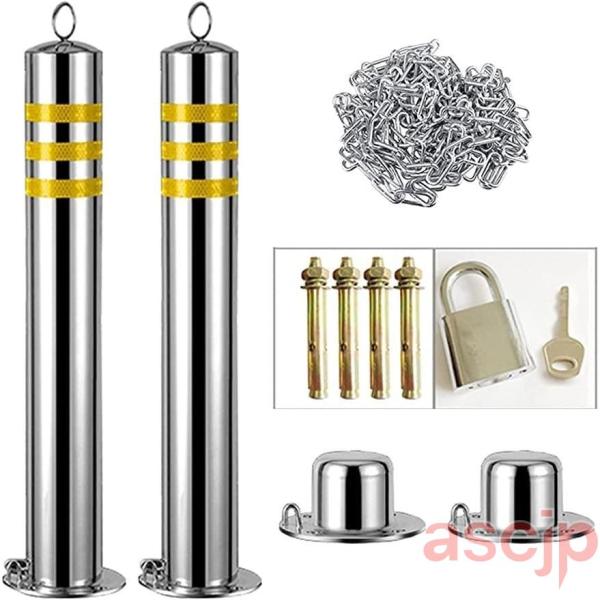 ? 高品質のステンレス鋼の丸い駐車コラム、コラムとベースは取り外し可能で、2つの南京錠で、それは最高の盗難防止装置です? 警告コラムには、実用的な保護のためにトップリングに接続された8本のボルト、固定ベース、耐久性のある3mの鉄チェーンが含...