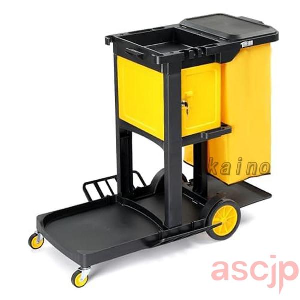 【操作が簡単】：人間工学に基づいた湾曲ハンドルのデザインにより、さまざまな角度や高さからクリーニングカートを引いたり押したりすることが簡単になり、長時間の操作による疲労を軽減します。【安全な保管】: 車の側面にあるラッチは、清掃用品や工具を...