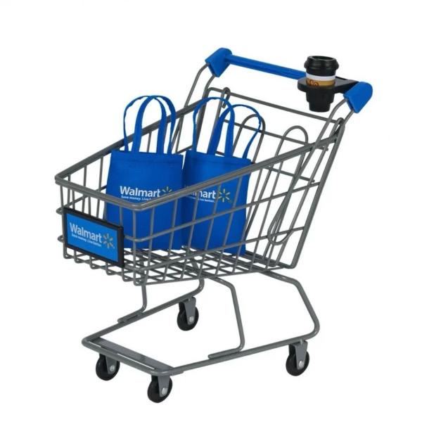 アメリカのスーパーマーケット Walmart のカートおもちゃになります。画像4枚目の新品の状態で発送します。サイズ 約24.5cm×約17.3cm×約25cmアメリカものなので造りが粗い場合もあります。