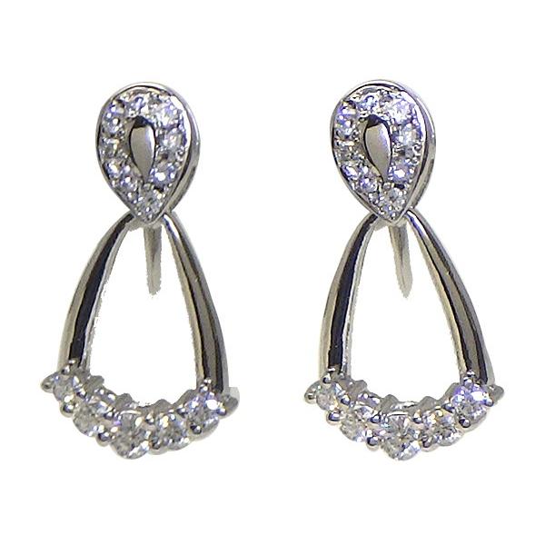 ■商品名：イヤリング■程度：中古A品(仕上げ済み)■素材：Pt900■石目：ダイヤモンド0.250/0.250ct■サイズ：【実寸】H20.1×W10.8mm■総重量：4.9g■付属品：なし■仕様・状態：下部のしずく型は可動式★若干の小傷、...