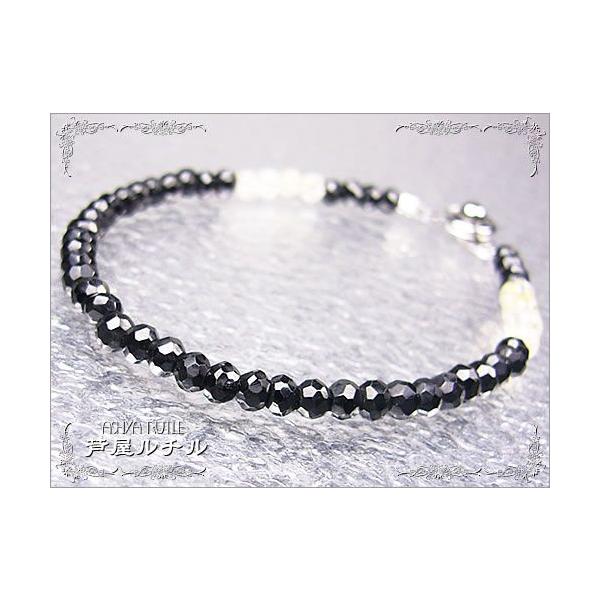 ◆◇芦屋ルチル◇◆天然石パワーストーンブレスレット■天然石　ブラックスピネル×ルチルクォーツ■玉の大きさ　ブラックスピネル　　約3-4mm（±1mm）ルチルクォーツ　　　　約4mm（±1mm）■腕廻りサイズ 約14cm-16cm / 16-...