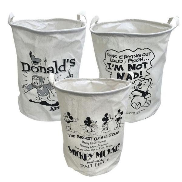 かわいいディズニーキャラクターのランドリーボックスLサイズミッキー柄ドナルド柄プーさん柄◇サイズ：約Ｈ40ｃｍ×直径50ｃｍ◇材質：表　綿・ポリエステル　　　　　裏　コーティングPEキャラクター ランドリーバスケットL ディズニー ランドリ...
