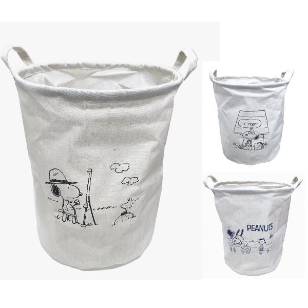 かわいいスヌーピーのランドリーボックスMサイズ◇サイズ：約Ｈ40ｃｍ×直径35ｃｍ◇材質：表　綿・ポリエステル　　　　　裏　コーティングPEキャラクター ランドリーバスケットM スヌーピー ランドリーボックス SNOOPYLANDRY　BOX