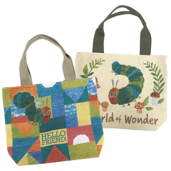 人気絵本キャラクターはらぺこあおむしの高級感とレトロ感のあるワイドトートバッグやさしい風合いで大人も使えるデザインになっています【サイズ】W45×H36.5×D5cm【材質】ポリエステル/綿積み木:4949827414040きのこ:4949...