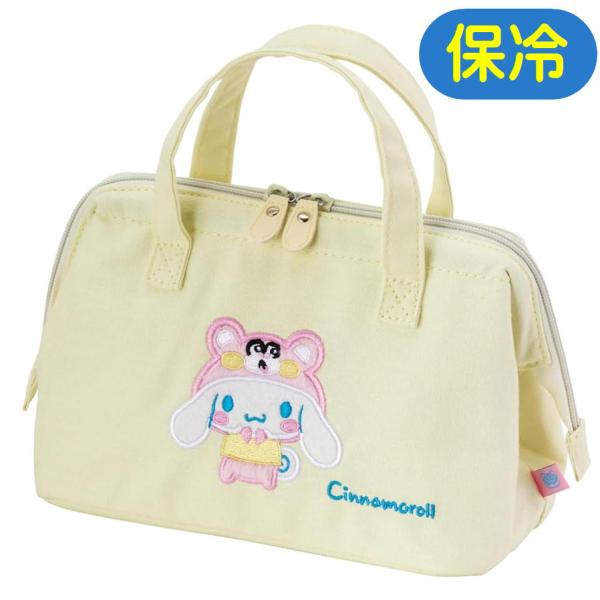 キャラクター保冷がまぐち型ランチミニトートバッグＷファスナー式で開け口が大きく開いて出し入れがラクラク内側は保冷保温効果のあるアルミ蒸着フィルム貼り保冷剤等が入る便利なメッシュポケット付きちょっとしたお出かけでのサブバッグや普段使いとしてサ...
