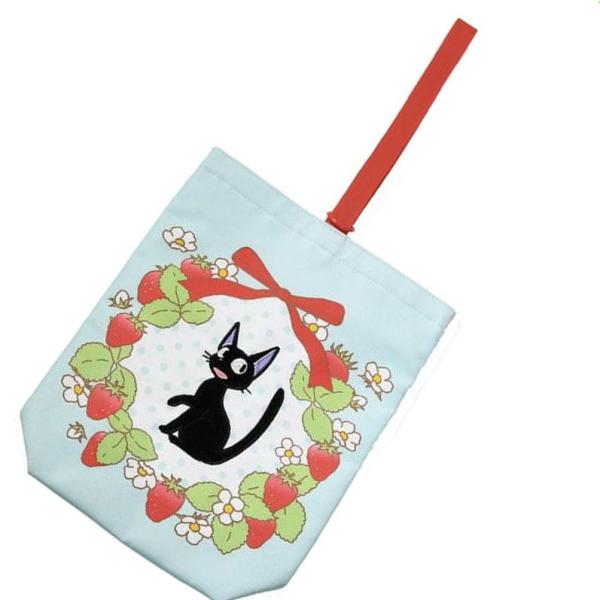 可愛らしいジジがデザインされたシューズバッグジブリキャラクターのアップリケがポイント新入園・新入学準備やプレゼントお祝いに！幼稚園・小学校で大活躍【サイズ：H29×W22×D7cm【素材】表生地：ポリエステル100％　　　　　中生地：ポリエ...