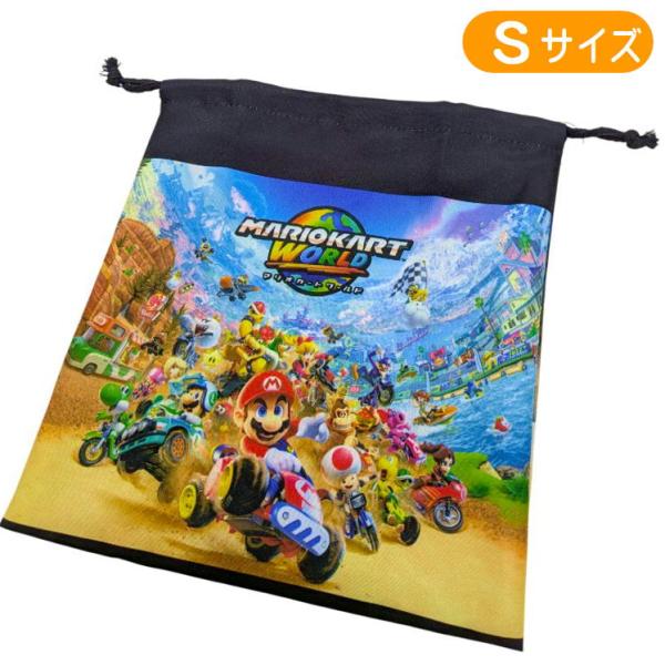人気ゲームキャラクタースーパーマリオの【巾着袋S】迫力のマリオカートの世界がレッスンバッグにルイージやピーチ姫やヨッシー・クッパなどゲームキャラクターがプリントされたかわいい仕様です。新入園・新入学準備やプレゼントお祝いに！幼稚園・小学校で...