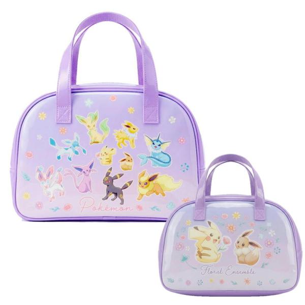女の子に大人気のパープル！ポケモンたちが集合したかわいいボストン型プールバッグ淡いパープルカラーがとってもおしゃれ！ピカチュウやイーブイなど、人気のポケモンたちが集合した女の子向けのビーチバッグです。マチがたっぷりあるボストン型なので、ラッ...
