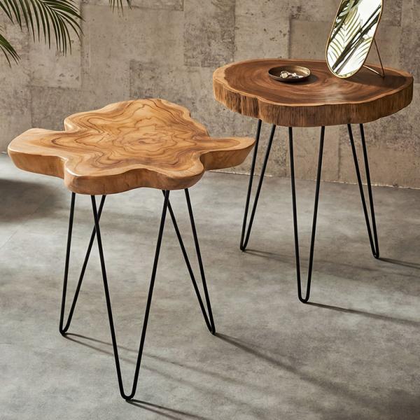 ■サイズ(cm)約 W 45 × D 45 × H 50天板の厚み：Aタイプ/約 5、Bタイプ/約 4〜5※多少サイズは前後します。■重量約 5.5〜6kg※形状に個体差のある商品の為目安となります。■素材チークウッド・アイアン※Bタイプ仕...