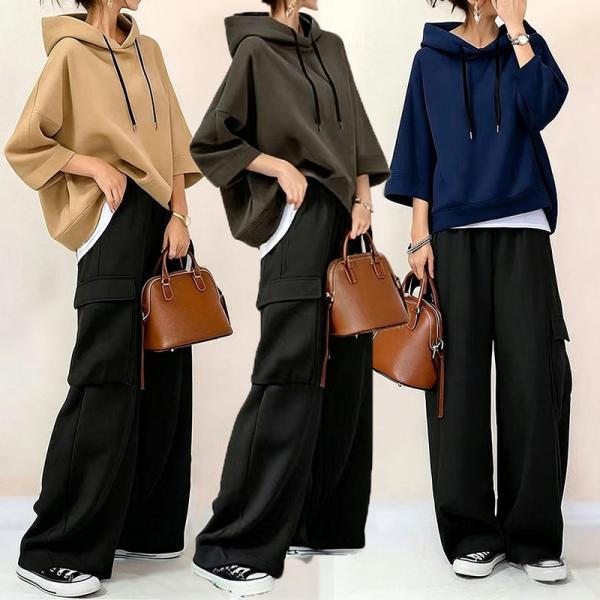 ■販売内容：トップス+パンツ■素材：ポリエステル■伸縮性：なし　 透け感：なし■色：アーミーグリーン　キャメル　ネイビー■サイズ詳細情報：約トップスS:着丈55cm バスト94cmM:着丈56cm バスト98cmL:着丈57cm バスト10...