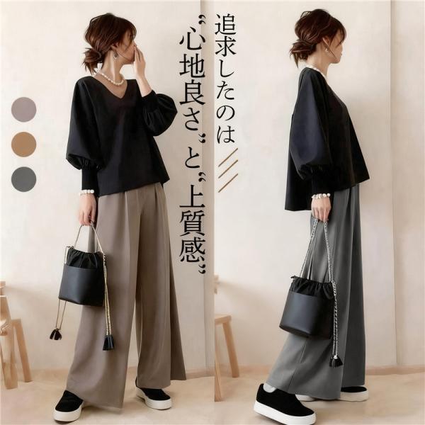 ■販売内容：ブラウス+パンツ■素材：ポリエステル■伸縮性：なし　 透け感：なし■色：ブラック　グレー　カーキ■サイズ詳細情報：約ブラウスS:着丈55-63cm バスト94cm 袖丈59cm 肩幅37cmM:着丈56-64cm バスト98cm...