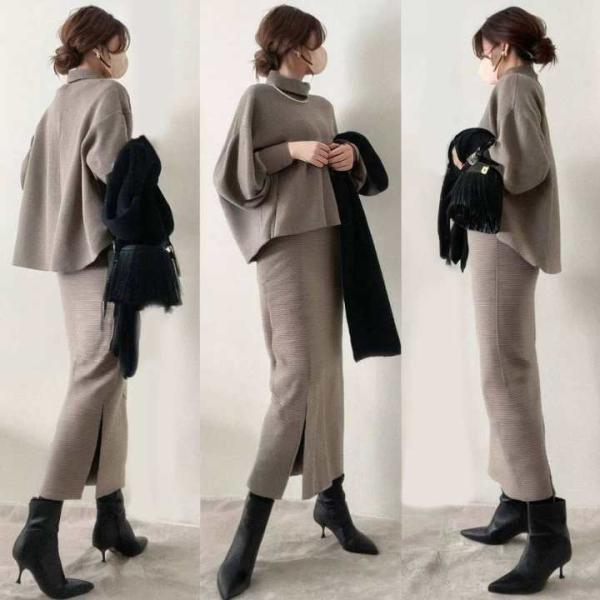 ■販売内容：トップス+スカート■素材：アクリル　コットン　ポリエステル■伸縮性：ややあり　 透け感：なし■色：オートミール■サイズ詳細情報：約トップスS:着丈61-66cm バスト96cm 袖丈59cm 肩幅37cmM:着丈62-67cm ...