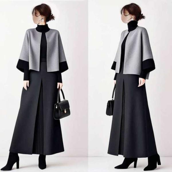 ■販売内容：トップス+スカート■素材：ポリエステル　コットン■伸縮性：なし　 透け感：なし■色：ブラックグレー■サイズ詳細情報：約トップスS:着丈53cm バスト106cm 袖丈49cm 肩幅37cmM:着丈54cm バスト110cm 袖丈...