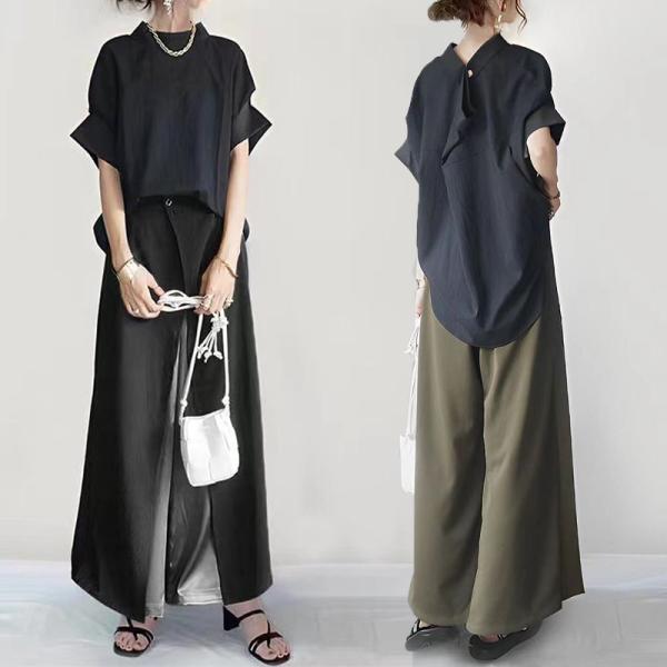 ■販売内容：トップス+パンツ■素材：ポリエステル■伸縮性：なし　 透け感：なし■色：グリーン　ブラック■サイズ詳細情報：約トップスS:総丈64cm バスト140cmM:総丈65cm バスト144cmL:総丈66cm バスト148cmボトムズ...