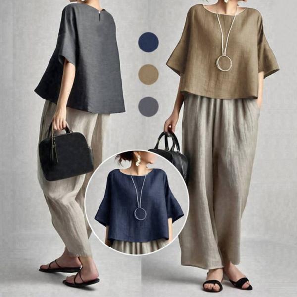 ■販売内容：トップス+パンツ■素材：ポリエステル■伸縮性：なし　 透け感：なし■色：ダークグレー　カーキ　ブルー■サイズ詳細情報：約トップスS:着丈54cm バスト96cm 肩幅38cm 袖丈30cmM:着丈55cm バスト100cm 肩幅...