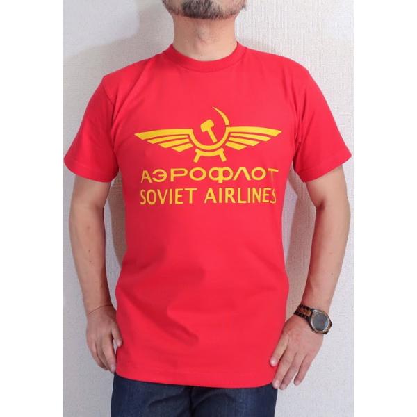【ゴツゴツ無骨なソ連の翼？！アエロフロートＴシャツ】　ゴツゴツ無骨な翼のマークが、胸に沁みいるアエロフロート！理想自体は間違っちゃない★共産主義への夢をしのんで何処（いずこ）にか、飛立ちたくなりますなぁぁ〜■サイズ　S：着丈６２×身幅４７、...