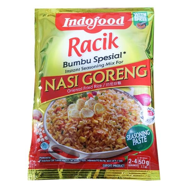 インドネシアで最大手のindofood社のブンブナシゴレン（2〜4人分）■レシピ（2〜4人分）：フライパンに油を適量入れ、お好みの具を加え炒める。更にご飯を茶碗約3杯を入れて炒める。このナシゴレンの素を入れて炒め、弱火にして炒め合わせて出来...