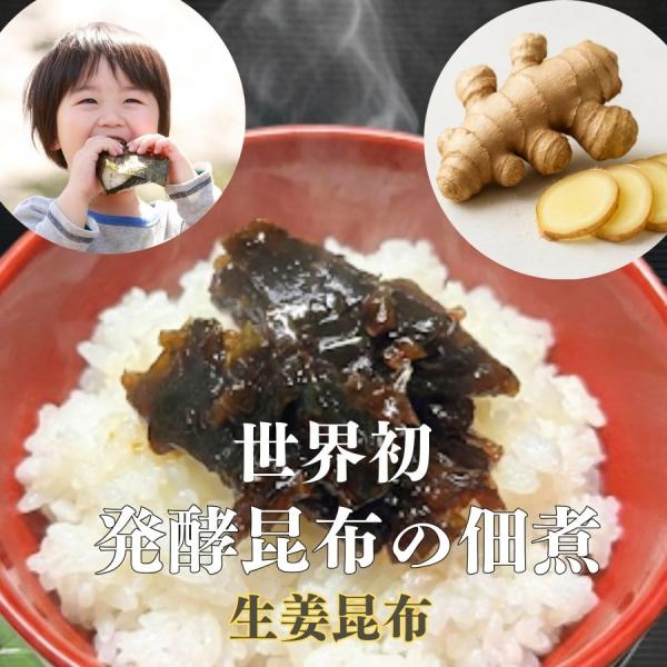 肉厚の昆布からジュワ〜っと染み出る旨み、醤油の芳ばしい香りが食欲そそる塩昆布風発酵食品です。天然酵母で発酵させた素材の甘みや旨みを凝縮した秘伝のタレを独自の「直火仕込製法」で旨みを残さず昆布に閉じ込めています。 辛みも少なく旨みと甘みが融合...
