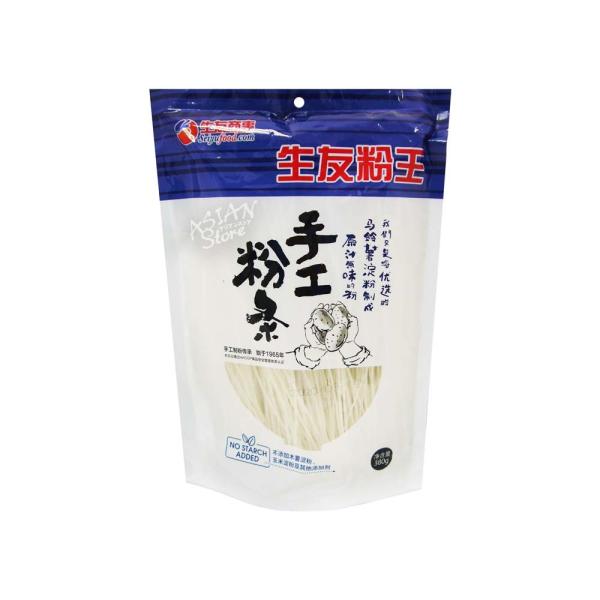 【商品名】手作りジャガイモ春雨（丸麺）/生友粉王手工粉条380g【原材料】ジャガイモ澱粉、水【内容量】380g【原産国】中国【賞味期限】商品画像記載の賞味期限と現物は異なる場合がございます ※予告なくパッケージデザインが変更される場合があります。