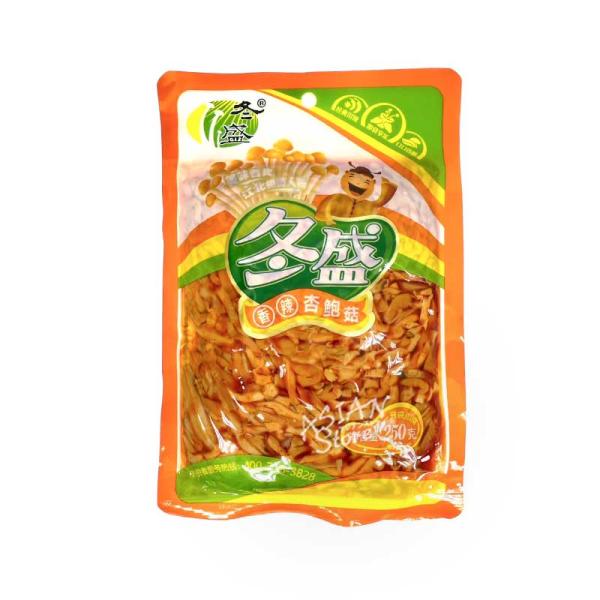 【商品名】辛口エリンギ／冬盛香辣杏鮑〓【原材料】エリンギ、大豆油、赤唐辛子パウダー、山椒、食塩、白砂糖、酵母エキス、マルキトデキストリン、チキンパウダー/調味料（アミノ酸等）、酸化防止剤（エリソルビン酸Na）、酸味料、pH調整剤、増粘剤（キ...