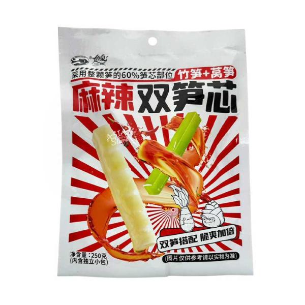 【商品名】魚泉 ステムレタスと竹の子（麻辣味）／魚泉 麻辣双筍芯【原材料】ステムレタス、竹の子、ラー油（菜種油、唐辛子）、食塩、砂糖、酵母エキス、香辛料/調味料（アミノ酸等）、酸味料、香料【内容量】250g（25g×10）【原産国】中国【賞...
