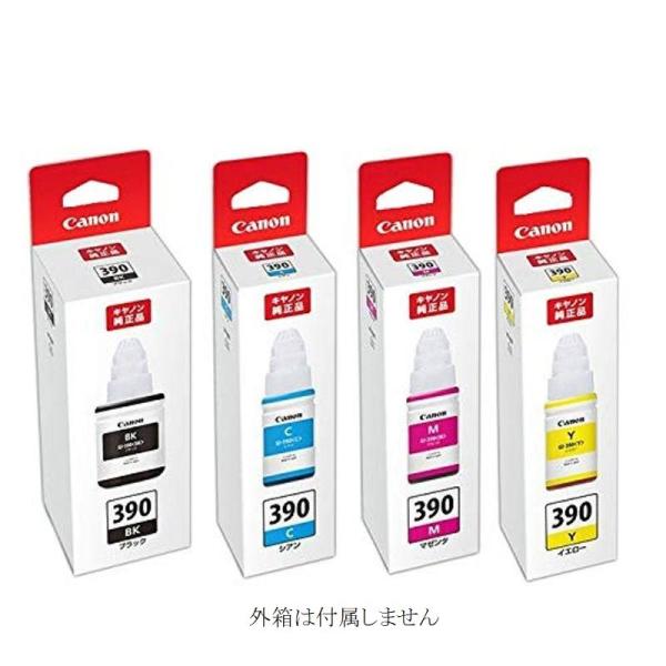 【商品名】Canon 純正 インクボトル GI-390 BK C M Y （４本セット ）【商品説明】・大容量インクタンク搭載モデルGシリーズ対応インク・タイプ:純正・対応モデル:G3310、G1310・色:：ブラック　シアン マゼンタ　イ...