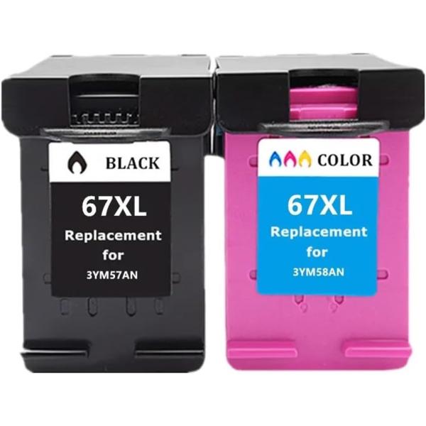■製品ジャンル： HP リサイクルインクカートリッジ■販売内容：HP67対応　ブラック+３色カラー　2個セット■対応純正型番：HP67XL　BK+CL■色：ブラック および シアン・マゼンタ・イエロー一体型カラーインク■対応プリンター：EN...