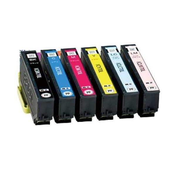 エプソン純正  IC70 インク量増量版EPSON純正インクカートリッジ単品販売【インク型番】　ICBK70L(大容量ブラック)　ICC70L(大容量シアン)　ICM70L(大容量マゼンタ)　ICY70L(大容量イエロー)　ICLC70L(...