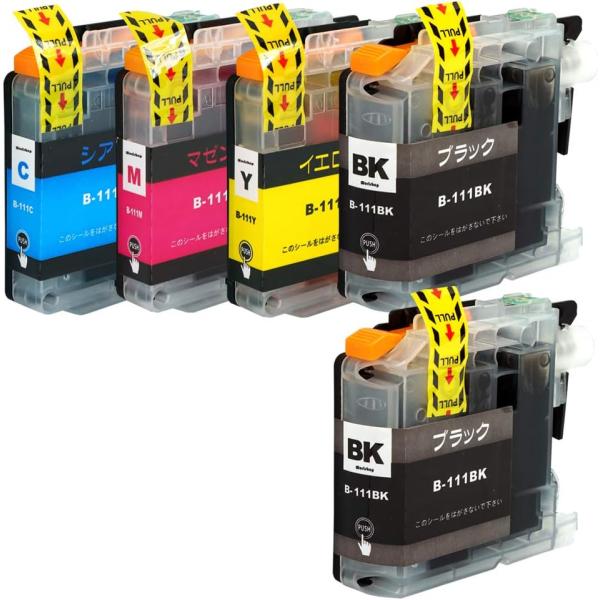 インクジェット複合機用のインクカートリッジ LC111-4PK+ブラック1個お徳用5個パック■対応メーカー：ブラザー■色内容：LC111BK/C/M/Y+BK2個の5個セット。・LC111BK　ブラック　2個・LC111C　シアン　　1個・...