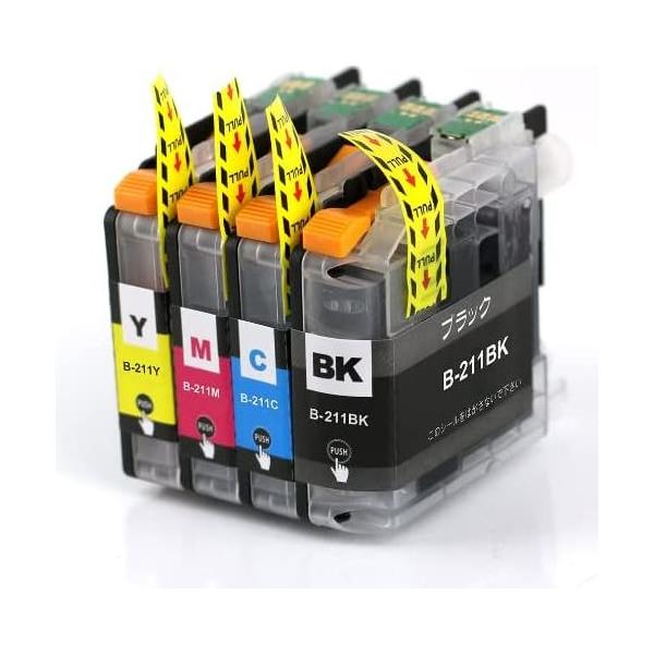 ブラザー 互換インクカートリッジLC211-4PK お徳用４色パック。LC211BK/C/M/Yの４色セット。・LC211BK　ブラック・LC211C　シアン・LC211M　マゼンタ・LC211Y　イエロー【対応機種】DCP-J562N・D...
