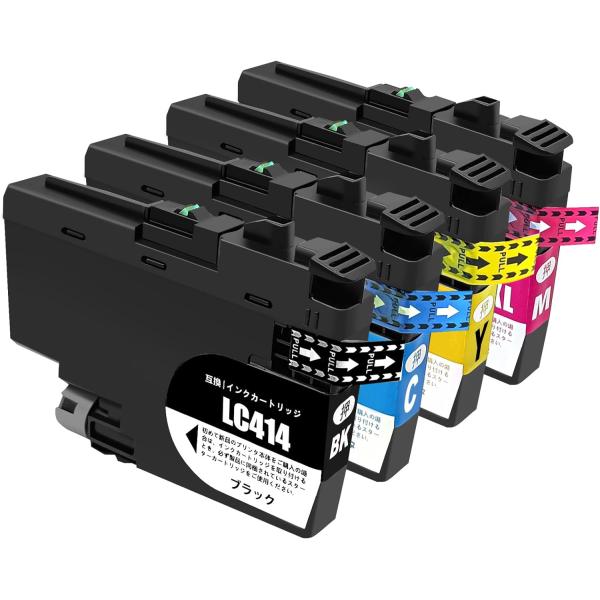 ブラザー Brother 互換インクカートリッジ残量表示OK（ICチップ付き）＜セット内容＞　顔料インクLC414BK（ブラック）×1LC414C（シアン）×1LC414M（マゼンタ）×1LC414Y（イエロー）×1＜対応機種＞DCP-J1...