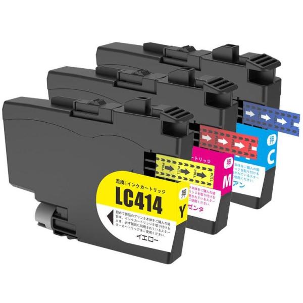 ブラザー Brother 互換インクカートリッジ（顔料）カラー3色残量表示OK（ICチップ付き）＜セット内容＞顔料インクLC414C（シアン）×1LC414M（マゼンタ）×1LC414Y（イエロー）×1＜対応機種＞DCP-J1200N DC...