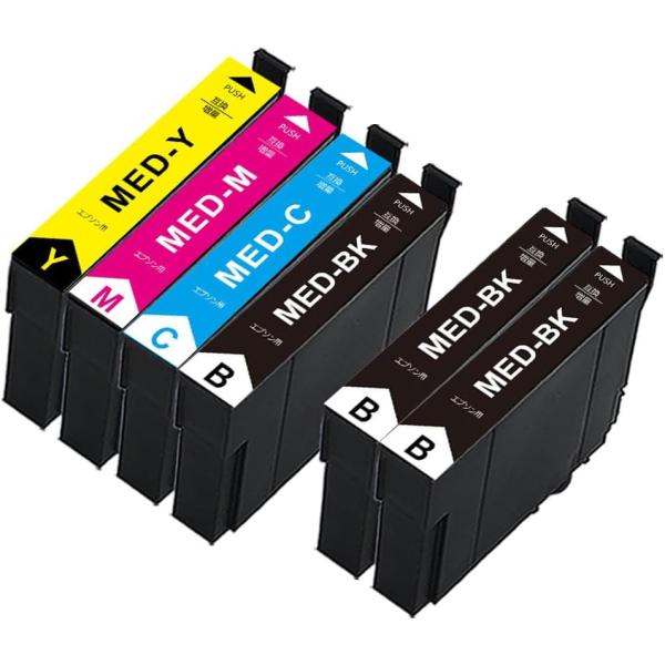 ■エプソン MED-4CL + 黒2個 互換インクカートリッジ 計6個組　目玉焼き■新品未開封■色内容MED-BK　黒　ブラック×3個MED-C　青　シアン×1個MED-M　赤　マゼンタ×1個MED-Y　黄　イエロー×1個■対応機種EW-0...
