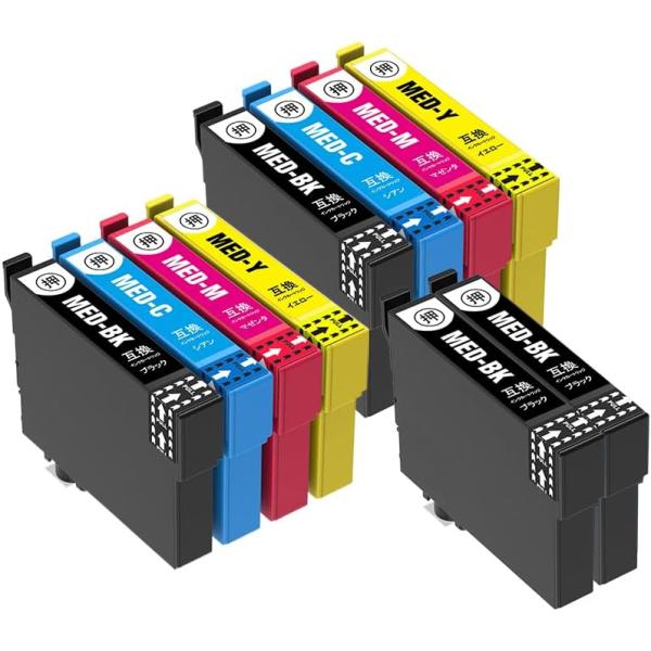 ■エプソン MED-4CL×2セット + 黒2個 互換インクカートリッジ 計10個組　目玉焼き■新品未開封■色内容MED-BK　黒　ブラック×4個MED-C　青　シアン×2個MED-M　赤　マゼンタ×2個MED-Y　黄　イエロー×2個■対応...