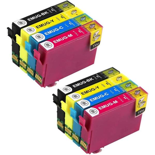 エプソン MUG-4CL 対応 互換インクカートリッジ　（目印：マグカップ）ICチップ付き残量表示ありセット内容：8個MUG-BK（ブラック）×2個MUG-C（シアン）×2個MUG-Y（イエロー）×2個MUG-M（マゼンタ） ×2個計8個の...