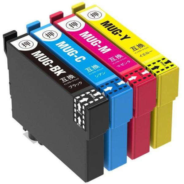 エプソン MUG-4CL 対応 互換インクカートリッジ　（目印：マグカップ）ICチップ付き残量表示ありセット内容：MUG-BK（ブラック）×1個MUG-C（シアン）×1個MUG-Y（イエロー）×1個MUG-M（マゼンタ） ×1個計4個セット...