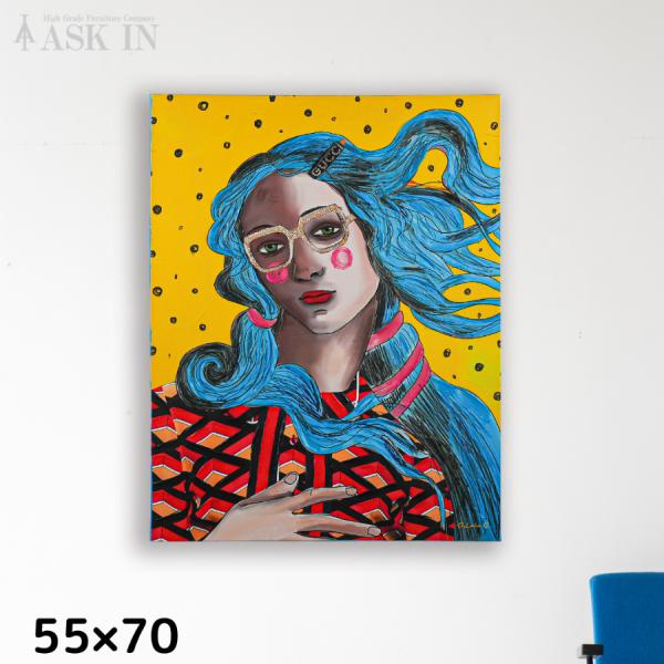 【手描きデザイナーズアート】【海外アーティストがデザイン】サイズW55xD5xH70cm重量:約3kg材質:キャンバス・MDF注意：モニターの発色によって多少お色味が異なる場合がございます。手描きで一つ一つ描いております。同じ商品でも凹凸や...