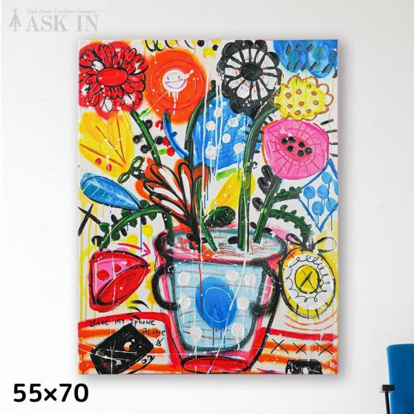 【手描きデザイナーズアート】【海外アーティストがデザイン】サイズW55xD5xH70cm重量:約1kg材質:キャンバス・MDF注意：モニターの発色によって多少お色味が異なる場合がございます。手描きで一つ一つ描いております。同じ商品でも凹凸や...
