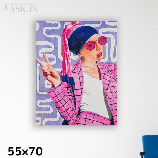 【手描きデザイナーズアート】【海外アーティストがデザイン】サイズW55xD5xH70cm重量:約1kg材質:キャンバス・MDF注意：モニターの発色によって多少お色味が異なる場合がございます。手描きで一つ一つ描いております。同じ商品でも凹凸や...