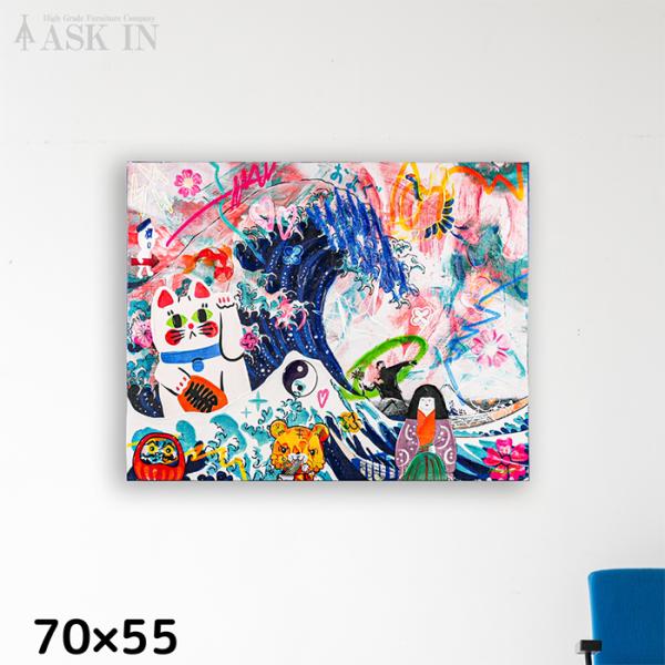 【手描きデザイナーズアート】【海外アーティストがデザイン】サイズW70xD5xH55cm重量:約1kg材質:キャンバス・MDF注意：モニターの発色によって多少お色味が異なる場合がございます。手描きで一つ一つ描いております。同じ商品でも凹凸や...